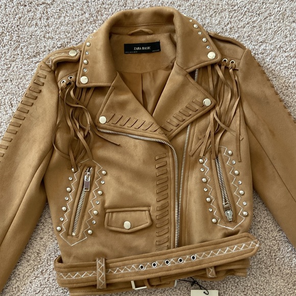 Zara | Jackets & Coats | Zara Faux Suede Fringe Jacket Xs | Poshmark